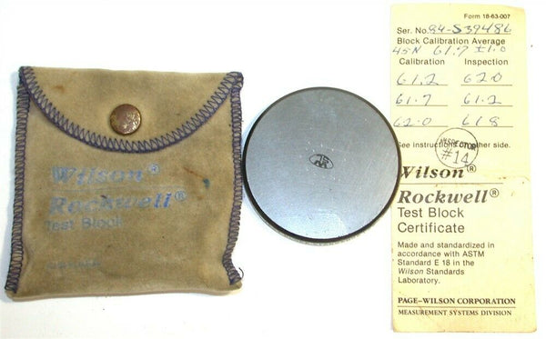 Wilson Rockwell Hardness Test Block 45N 61.7