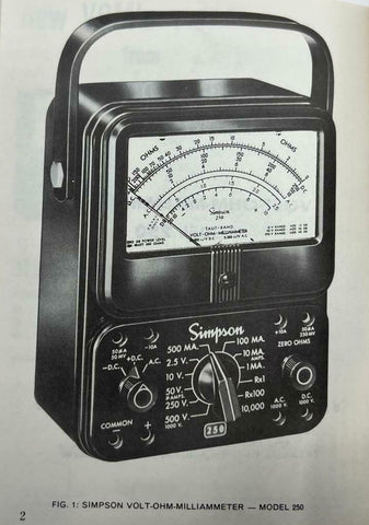 Simpson Model 250 Volt-Ohm-Milliammeter Operator's Manual