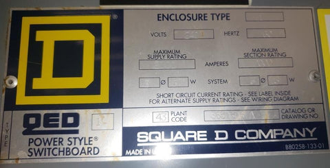 Square D 2000A QED Breaker Panel Switch Board 2000A 240V 3 Ph w/ 200A