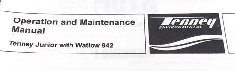 Tenney Engineering Tenney Junior TJR-17 With Watlow 942 Operation Manu