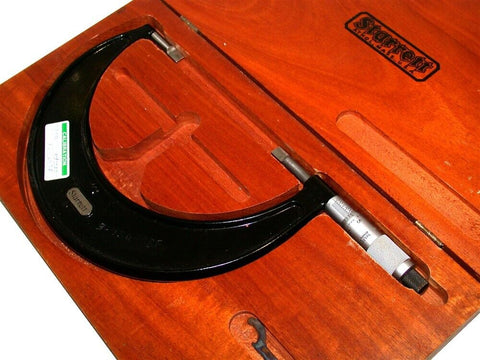Starrett Blade Micrometer Mics 3 1/2 to 4 1/2 Inch #486P-3 w/Case Cali ...