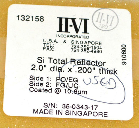 II-VI INFRARED 132158 SI TOTAL REFLECTOR LENS 2.0" DIAMETER X .200" TH