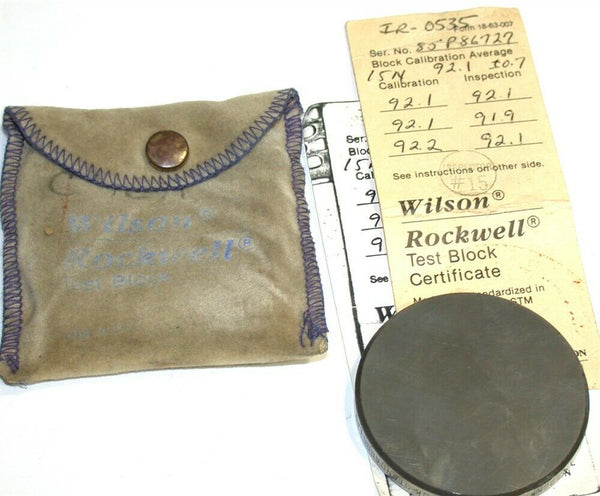 Wilson Rockwell Hardness Test Block 15N 92.1