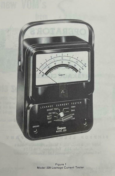 Simpson Model 229 Leakage Current Tester Operator's Manual