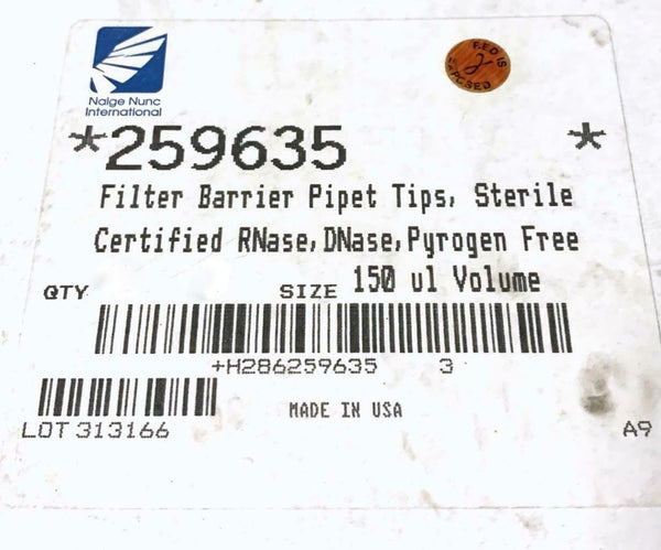 Nalge Nunc International 259635 Filter Barrier Pipette Tips 150 uL - P