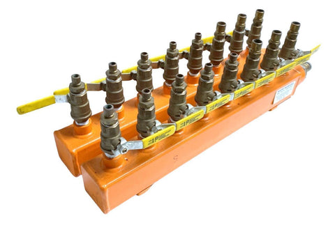 Plastic Process Equipment 16 Port Water Spray Manifold w/ Ball Valves