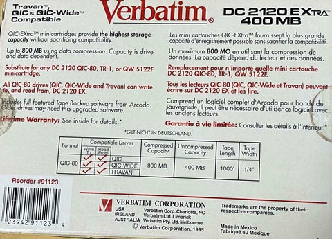 Verbatim DC2120 Extra 400 MB / 800 MB Data Mini Cartridge