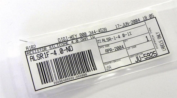 BRAND NEW DIGI-KEY RESISTOR 4.0 OHMS 1 WATT MODEL ALSR1F-4.0-ND (2 AVA