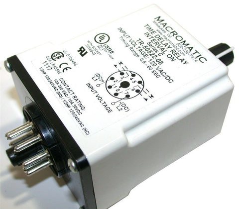 NEW MACROMATIC 120VAC/DC 10A DPDT .6- 60 SECONDS TIME DELAY RELAY TR-5