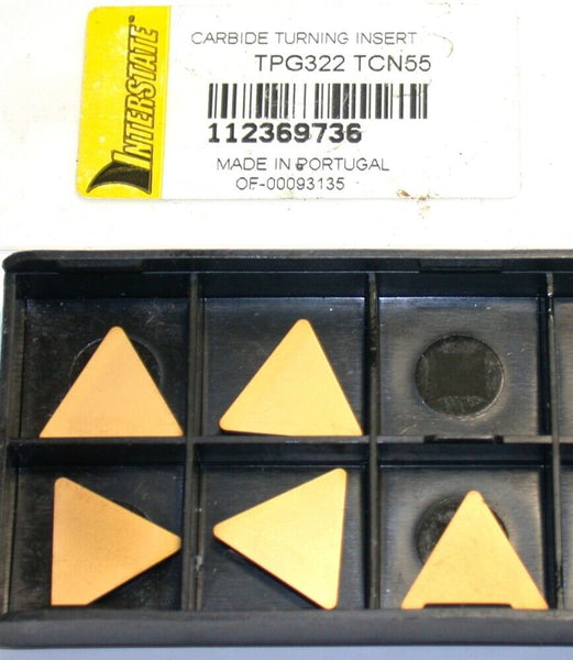 Lot of 5 New Interstate 112369736 Carbide Turning Inserts TPG322 TCN55
