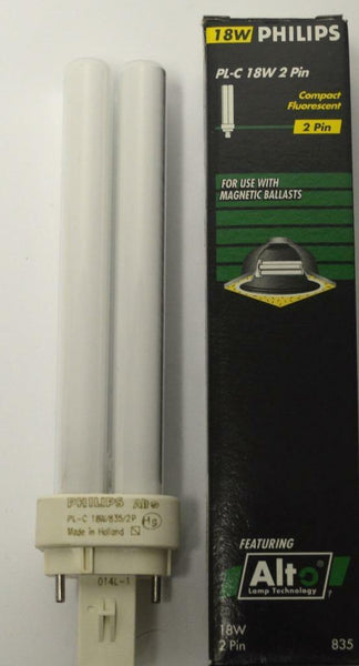 NEW PHILIPS PL-C 2 PIN FLUORESCENT LIGHT BULB 18 W | Surplus Select