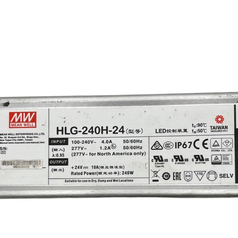 Mean Well HLG-240H-24 AC-DC Power Supply LED Driver 240W 24V 10A | Surplus Select