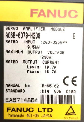 Fanuc A06B-6079-H208 Servo Amplifier Module 230VAC 9.5kW 18.7A | Surplus Select