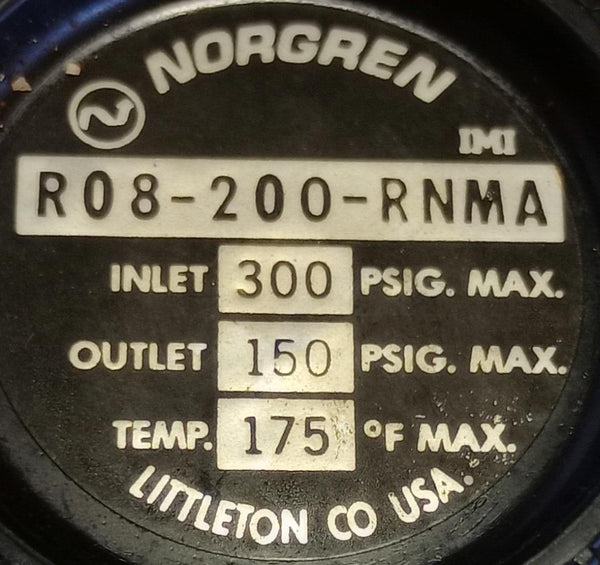 Norgren R08-200-RNMA Pneumatic Air Regulator W/ Gauge 1/4" NPT 300/150