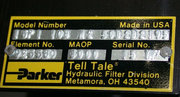 Parker High Pressure Hydraulic Filter 15P110BM250B2B2 NIB