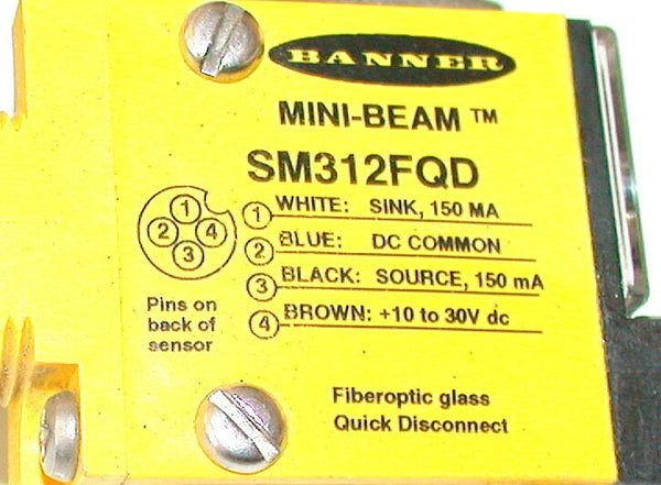 BANNER PHOTOELECTRIC FIBER OPTIC SENSOR 10-30 VDC MODEL SM312FQD