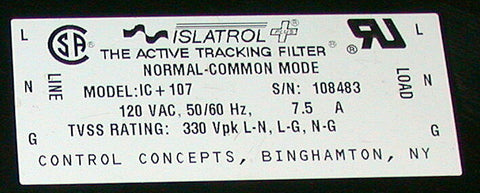 CONTROL CONCEPTS ISLATROL ACTIVE TRACKING FILTER 120 VAC IC+107 (2 AVA