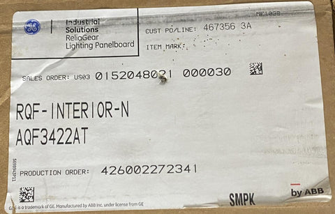 GE AQF3422AT Breaker Panelboard 225A 240V w/ AB43B Box & (42) THQB1120