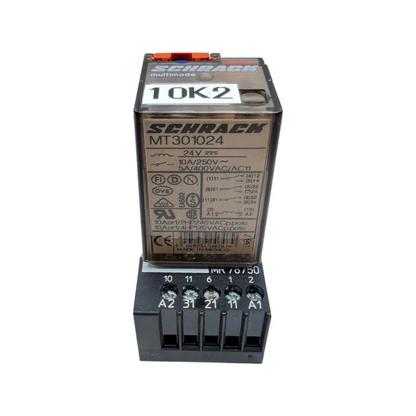Schrack MT301024 General Purpose Relay 11-Pin 10A 400 VAC 24VDC w/ MR7