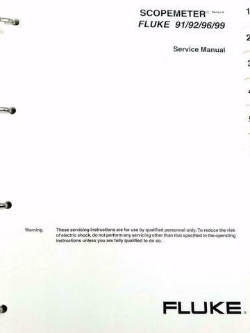 Fluke Models 91, 92, 96 & 99 ScopeMeters Service Manual