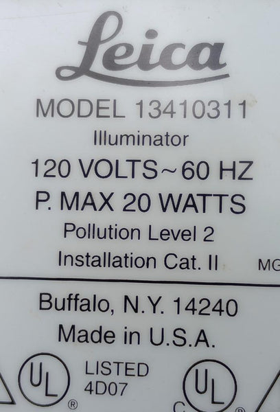 Leica 13410311 Microscope Iluminator Laboratory Light W/ Lamp 120V 60H