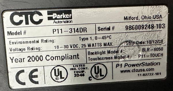 Parker P11-314DR Operator Interface Panel 18-30 VDC 25W