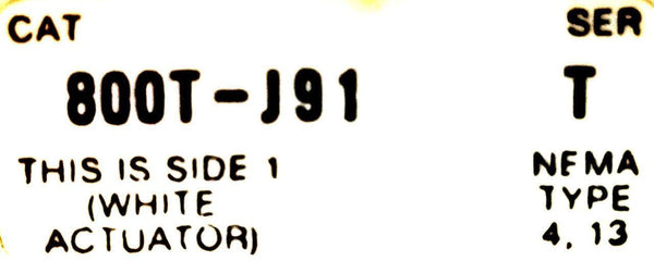 Allen Bradley 800T-J91 Selector Switch Series T NEMA Type 4, 13 3 ...