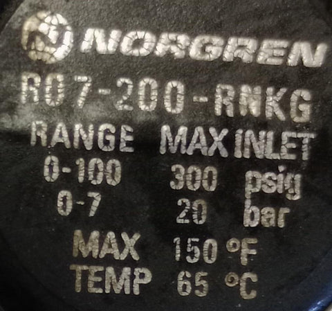 Norgren R07-200-RNKG Air Pressure Regulator W/ Gauge 1/4" NPT 300PSI 1