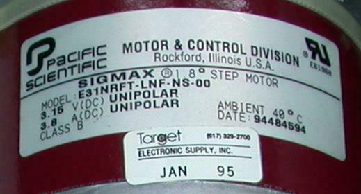Pacific Scientific E31NRFT-LNF-NS-00 Sigmax Stepper Motor 3.15 VDC 3.8