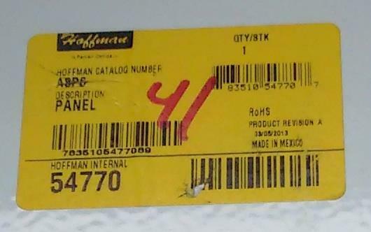 New Hoffman A6P6 Enclosure White Steel Back Panel