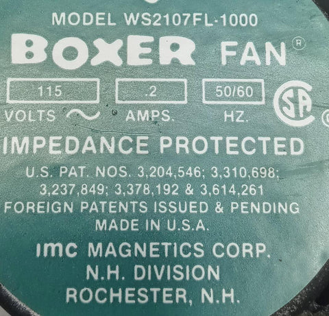 IMC Magnetics WS2107FL-1000 Boxer Fan 115VAC 0.2A 50/60HZ | Surplus Select