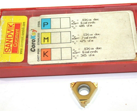 8 Sandvik Threading Carbide Inserts R166.0L-16UN01-180 1020 New