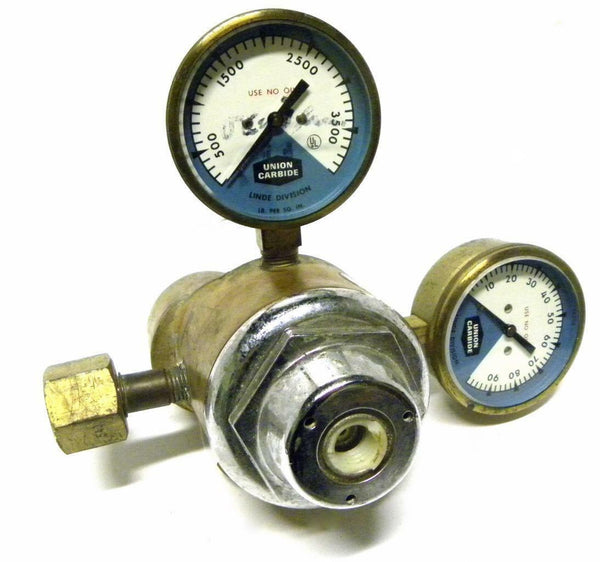 UNION CARBIDE CORP. LINDE DUAL GAUGE PRESSURE REGULATOR