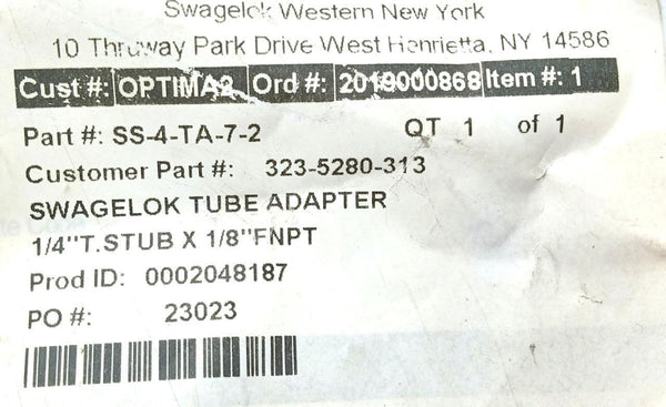 Swagelok SS-4-TA-7-2 1/4" x 1/8" Tube Adapter Female ISO Parallel Thre