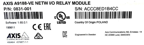 Axis A9188-VE Network I/O Relay Module With Axis T98A15-VE Surveillance Cabinet | Surplus Select