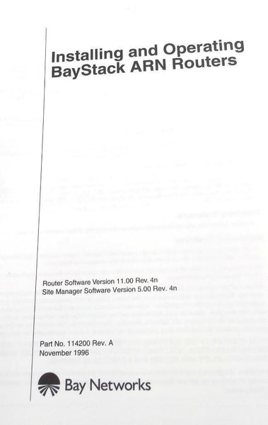 Bay Networks Baystack ARN Routers Installation & Operation Manual