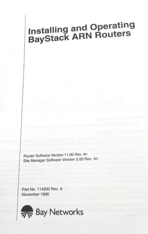 Bay Networks Baystack ARN Routers Installation & Operation Manual