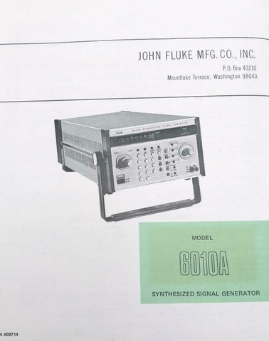 Fluke Model 6010A Synthesized Signal Generator Instruction Manual