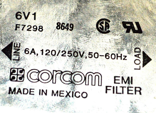 CORCOM 6V1 EMI FILTER F7298 120/250 VOLTS @ 6 AMPS