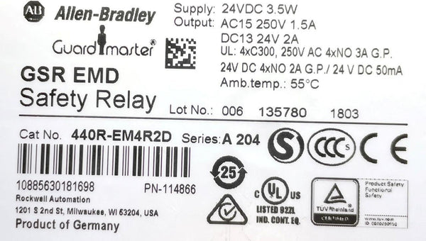 Allen-Bradley 440R-EM4R2D Ser. A Guardmaster Safety Relay Expansion Mo