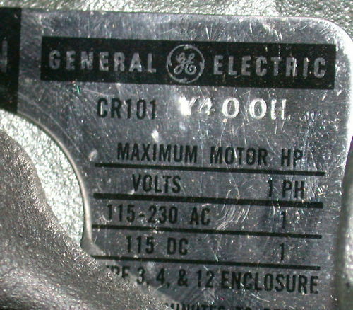NEW GENERAL ELECTRIC MANUAL FULL VOLTAGE STARTER CR101