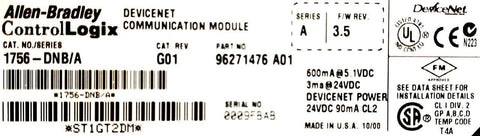 Allen-Bradley 1756-DNB/A Devicenet Communication Module CAT. REV. G01 ...