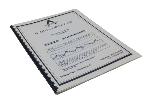Thyssen Hommel T2000 Turbo-Roughness Tester Instruction Manual