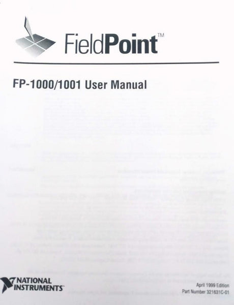 National Instruments Fieldpoint FP1000/1001 User Manual