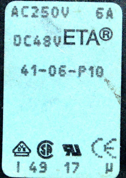 ETA 41-06-P10 CIRCUIT BREAKER 250 VAC 6 AMPS (3 AVAILABLE)