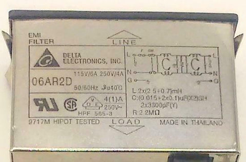 Delta Electronics 06AR2D EMI Filter Power Entry Module 115/250 VAC 6/4