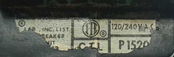 ITE P1520 2 Pole Twin Pushmatic Circuit Breaker 15/20A 120/240VAC 1 PH