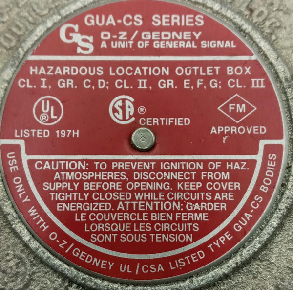 O-Z Gedney GUAC/GUJC-75 Explosion Proof RMC Conduit Outlet Box W/ Cove