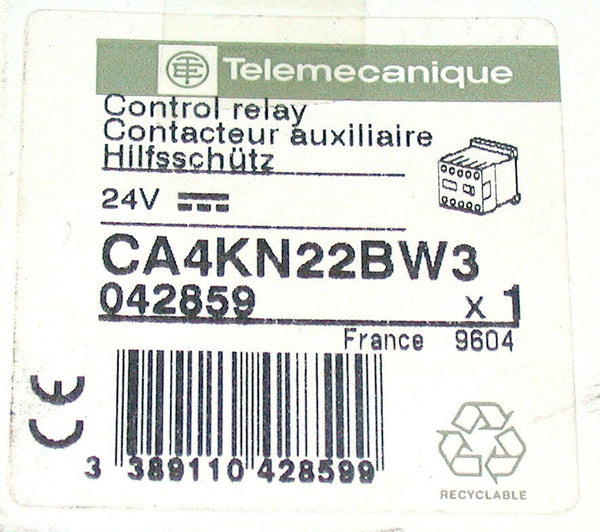 NEW TELEMECANIQUE CONTROL RELAY 10 AMP MODEL CA4KN22BW3 (3 AVAILABLE)