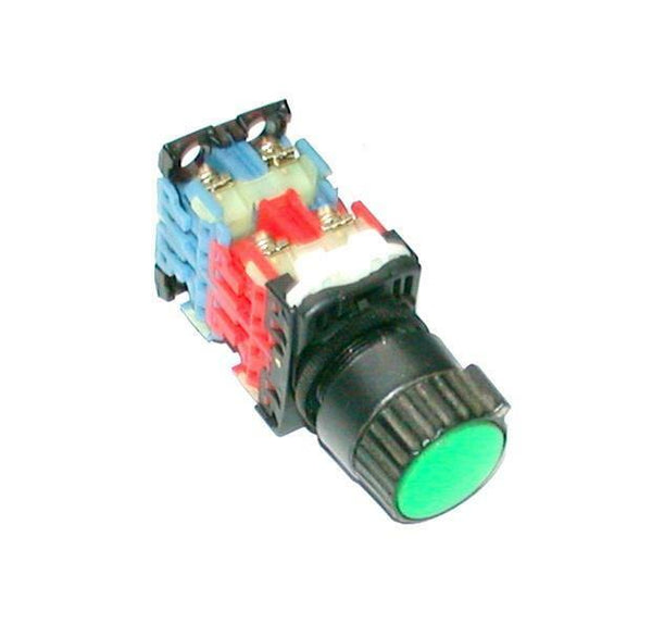 Cema 080BF11V Green Momentary Illuminated Pushbutton 1 N.O. 1 N.C. Con